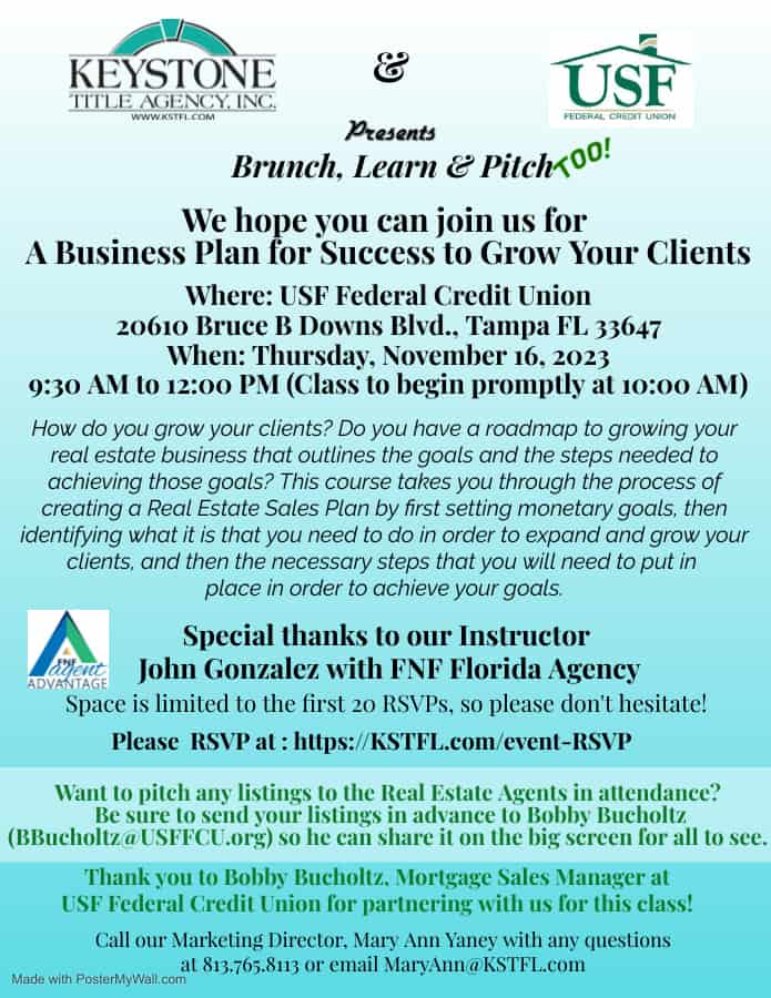 Brunch Learn & Pitch Too - Tampa ,Wesley Chapel, Port Richey, Dunedin ...