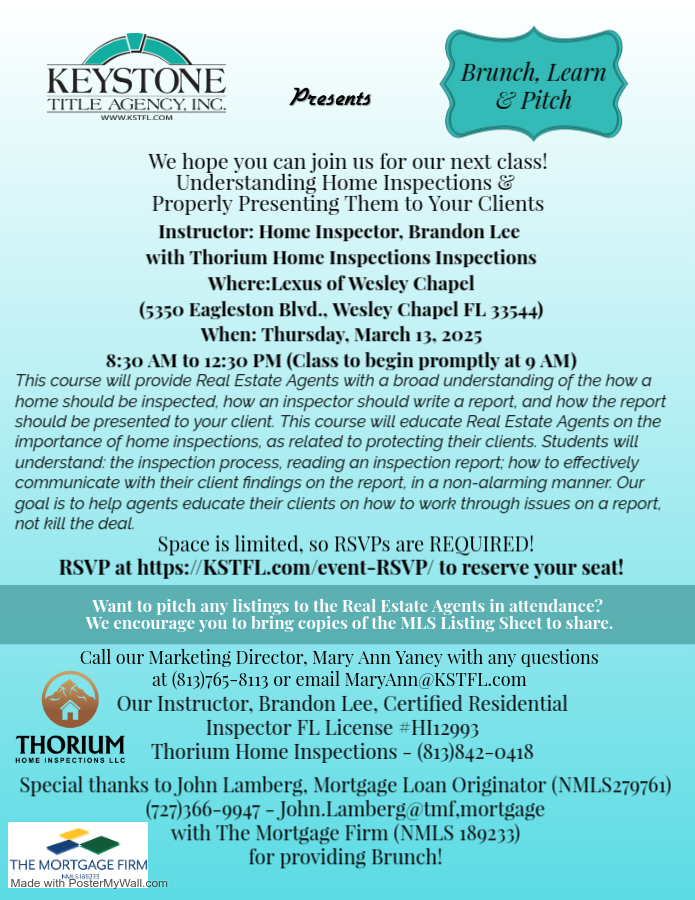 Brunch, Learn & Pitch: Understanding Home Inspections - Tampa ,Wesley ...